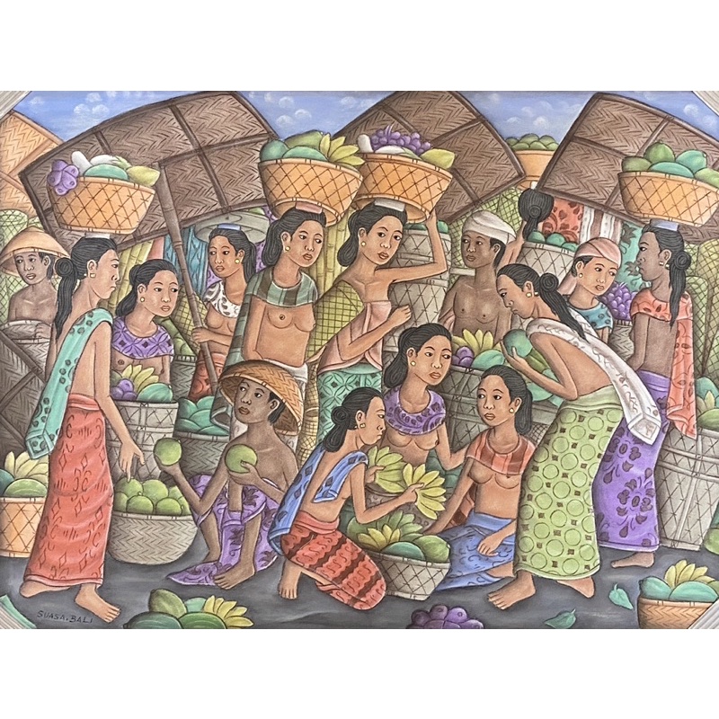 Jual lukisan pasar tradisional bali ukuran 60 X 80 | Shopee Indonesia