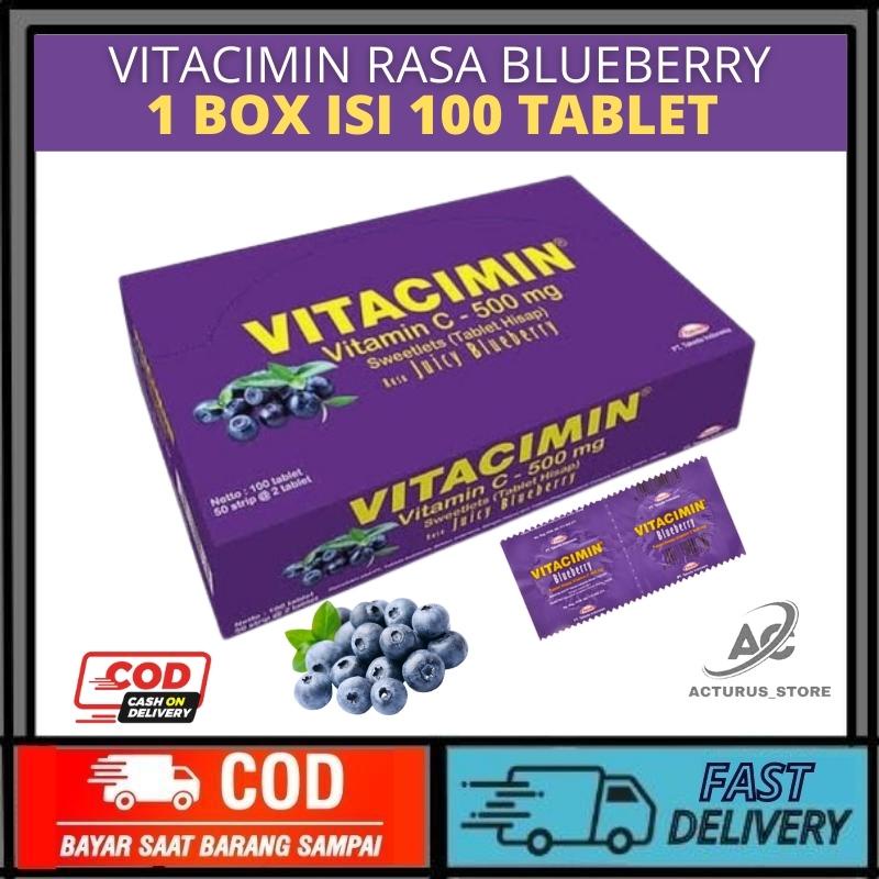 Jual VITACIMIN RASA JUICE BLUEBERRY 1 BOX ISI 100 TABLET / VITAMIN C ...