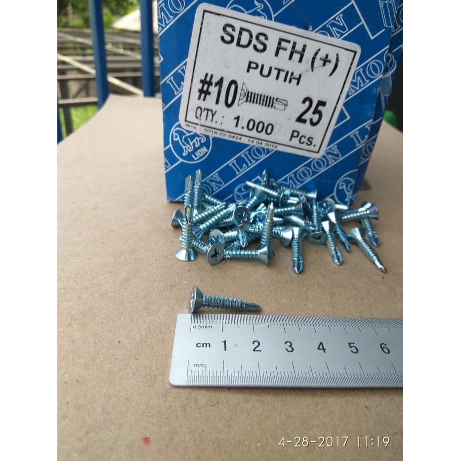 Jual Sekrup SDS FH #10x25 (+) Flat Head Self Drilling Screw Panjang 4 ...