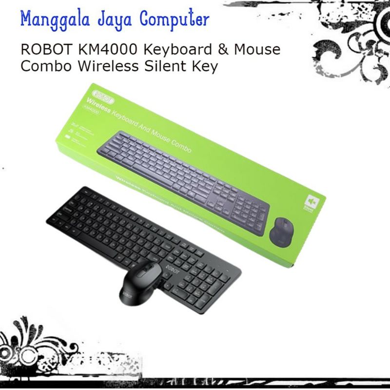 Jual Keyboard + Mouse Robot KM4000 Wireless Silent Keys | Shopee Indonesia