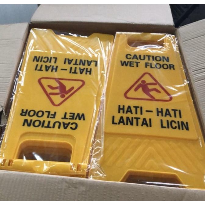 Jual papan tanda peringatan lantai licin,Warning sign caution wet floor ...