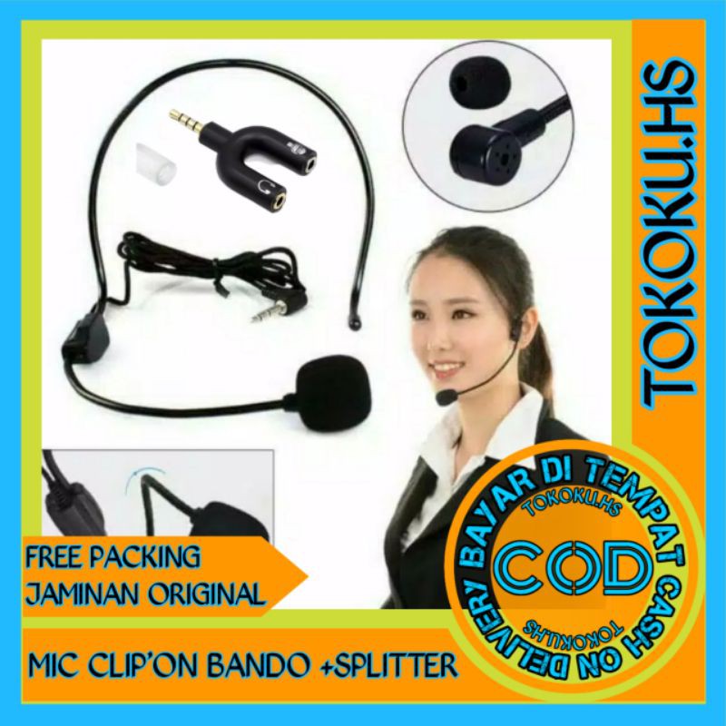 Jual MIC CLIP ON BANDO/SPLITTER/MIC CLIP ON//PAKET 2 FUNGSI MIC MOTO ...