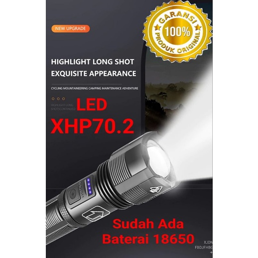 Jual Senter LED Charger Super Terang Jarak Jauh Zoomable XHP70 with ...