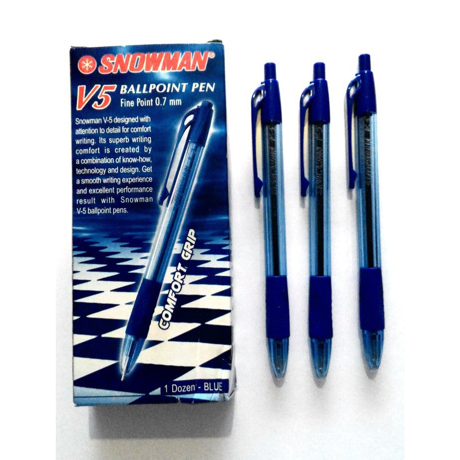Jual BALLPOINT SNOWMAN V5 BIRU/BULPEN/PULPEN SATUAN | Shopee Indonesia
