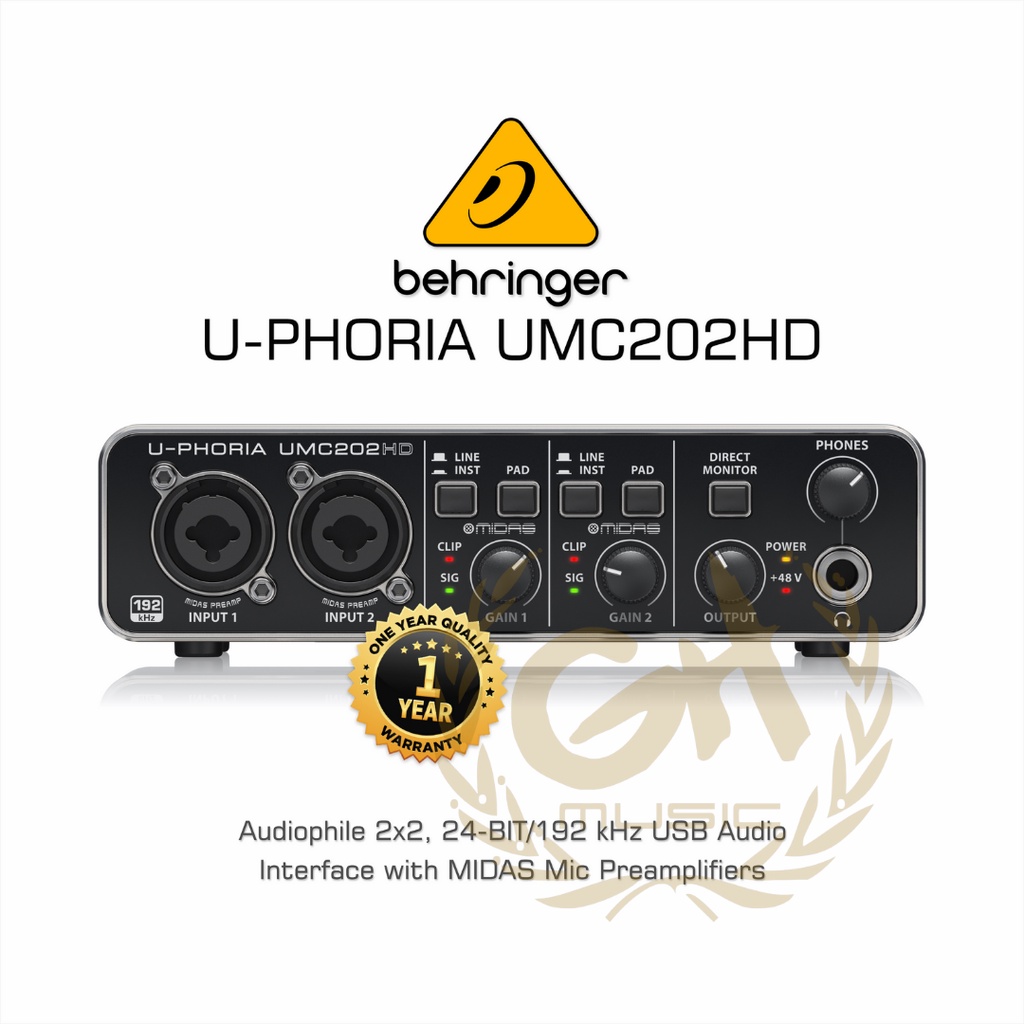 Jual BEHRINGER U-PHORIA UMC202 HD SOUNDCARD AUDIO INTERFACE | Shopee ...