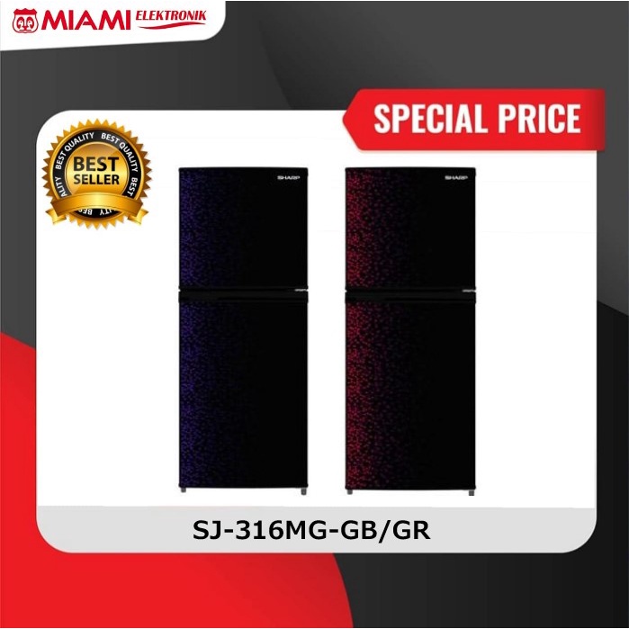 Jual SHARP Lemari Es 2 Pintu SJ-316MG-GB/GR / Kulkas 256 Liter SJ316MG ...