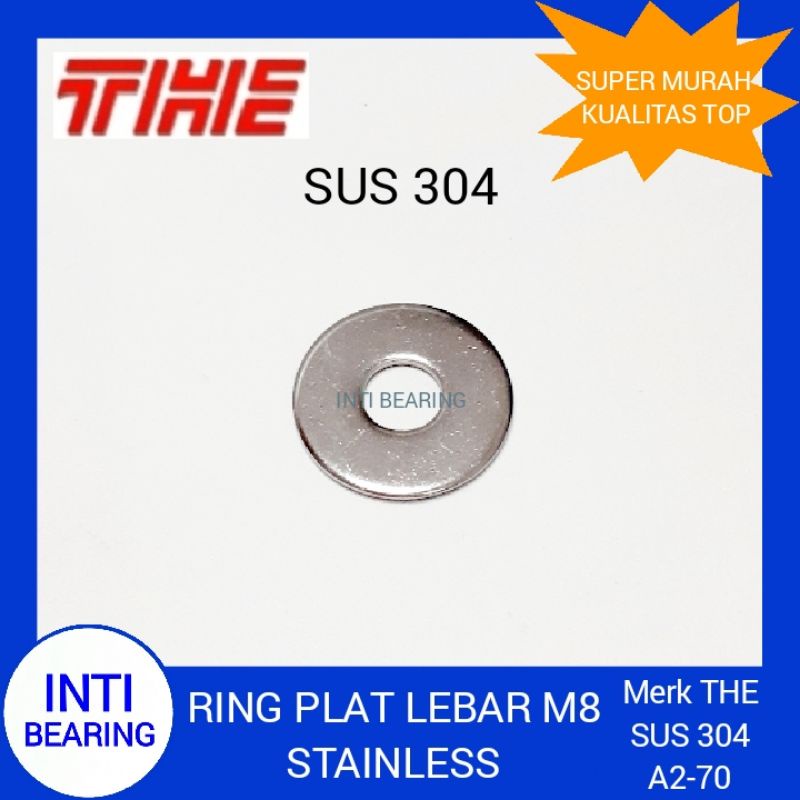 Jual RING PLAT LEBAR M8 STAINLESS MERK THE SS SUS 304 FLAT WASHER PLAIN ...