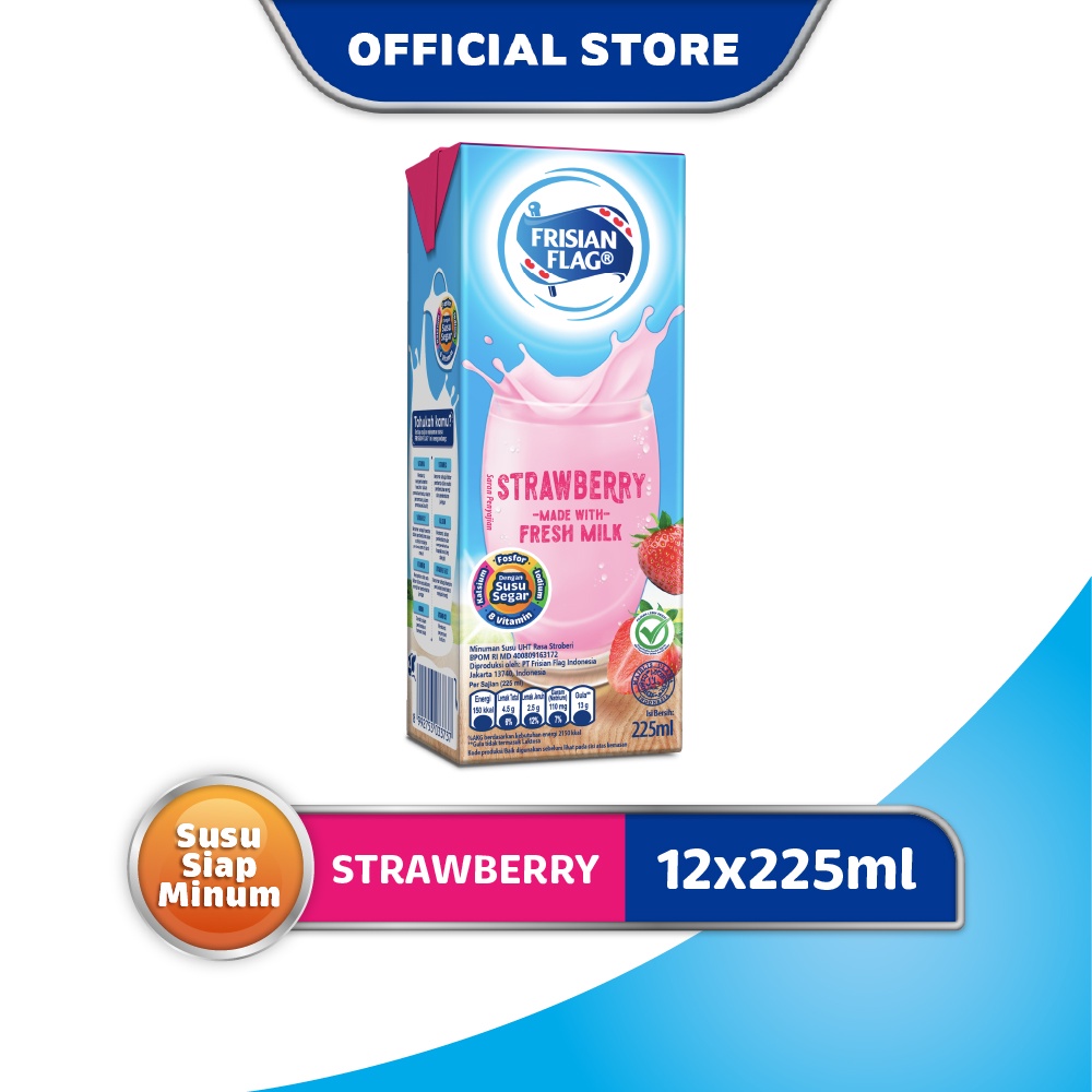 Jual Frisian Flag UHT Strawberry 225 ml x 6 x 2 | Shopee Indonesia