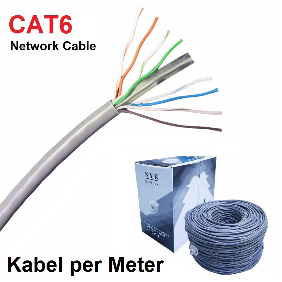 Jual Kabel Lan UTP RJ45 CAT6E NYK Internet Ethernet Cable Meteran | Shopee Indonesia