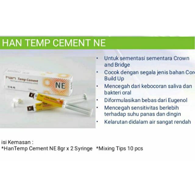 Jual Temporary cement Non Eugenol Temp Bond NE isi 2 syringe / Han Temp ...