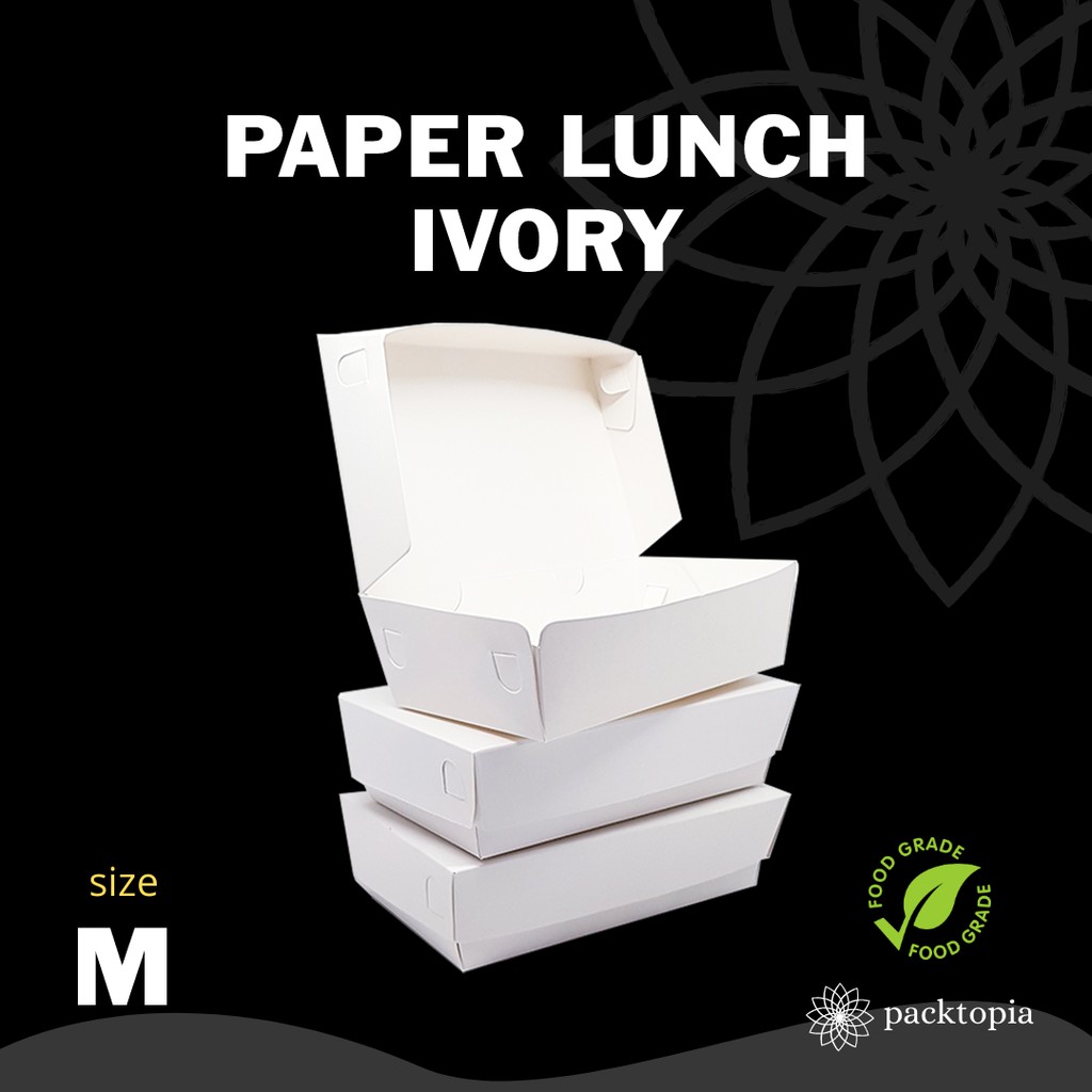 Jual PAPER LUNCH BOX IVORY PUTIH LAMINASI UKURAN M | Shopee Indonesia