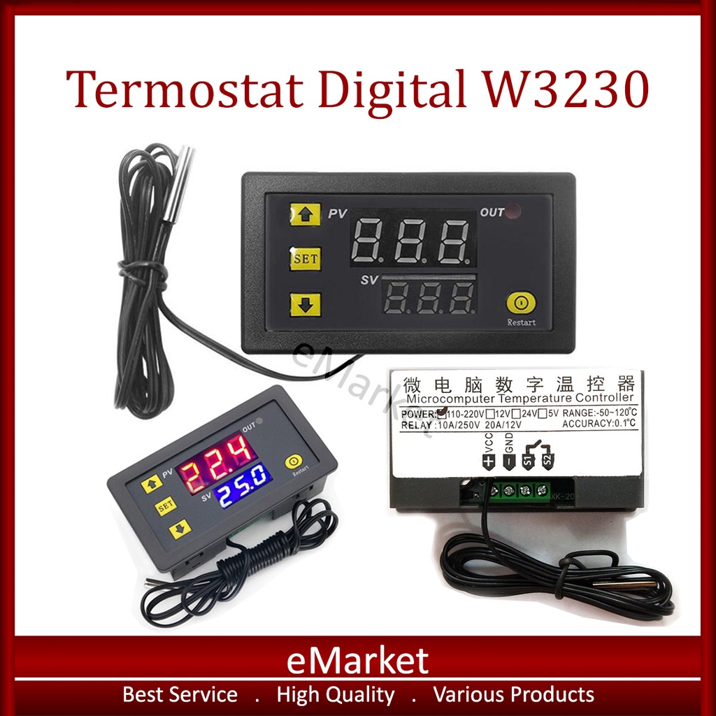 Jual Termostat Digital W3230 / AC 110-220V / DC 12V / Thermostat Pengontrol Temperatur Suhu LCD ...