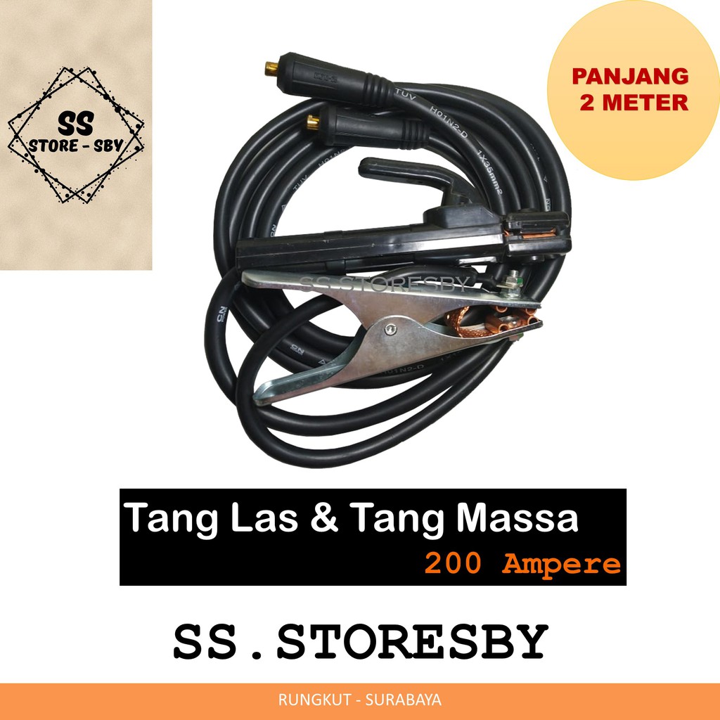 Jual PAKET TANG LAS LISTRIK TANG MASSA SET 200A KABEL 2 METER STANG LAS ELECTRODE HOLDER EARTH ...