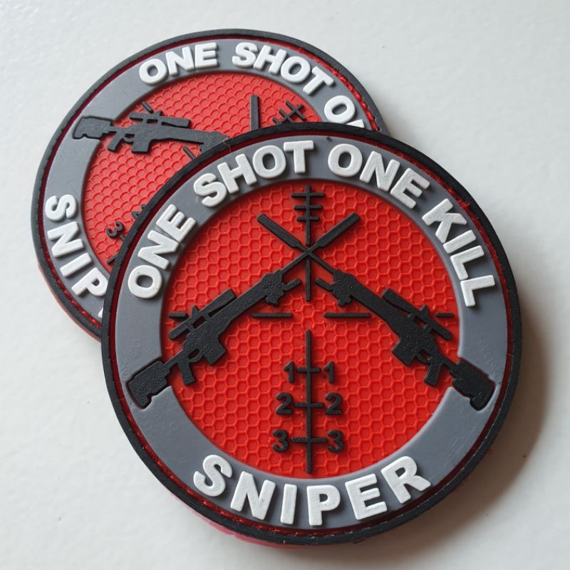 Jual patch rubber logo one shot one kill sniper - rubber patch tactical senjta - tempelan emblem ...