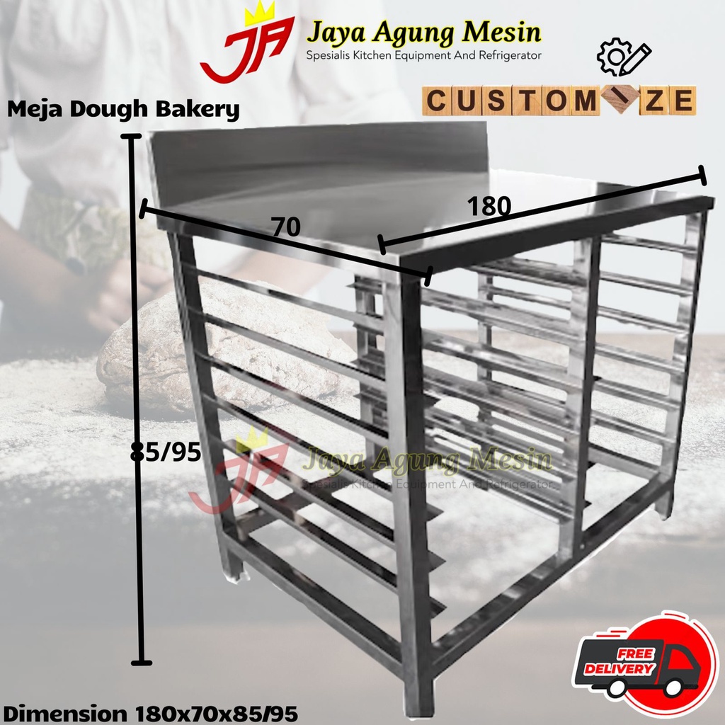 Jual Meja Dough Bakery with backsplash 180 x 70 x 85/95 | Shopee Indonesia