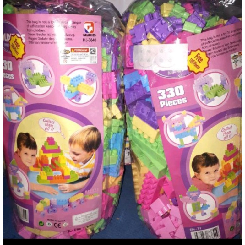 Jual Block Susun Besar Gold kids 330 Pcs( Promo Free 100 Pcs) | Shopee ...