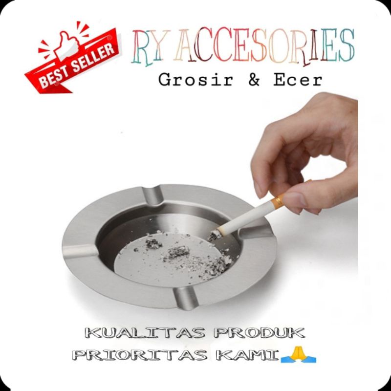 Jual RY - Asbak rokok bulat stainless bulat 12 cm mangkok asbak rokok ...