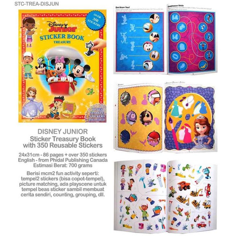 Jual Buku Sticker Book Treasury Disney Junior 350 Reusable Stickers ...