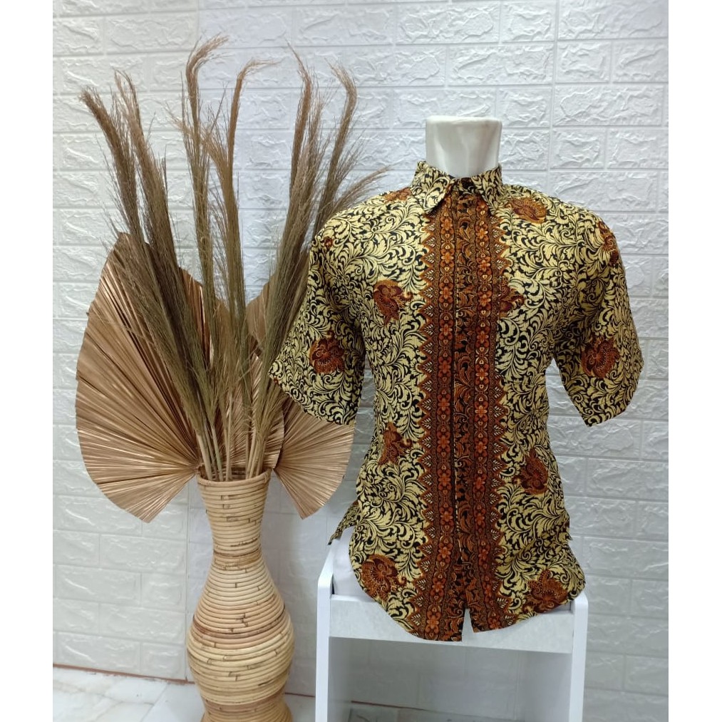 Jual DLshop KEMEJA BATIK PRADA FOIL MOTIF CACING MODEL KLEP INTIP TGN ...