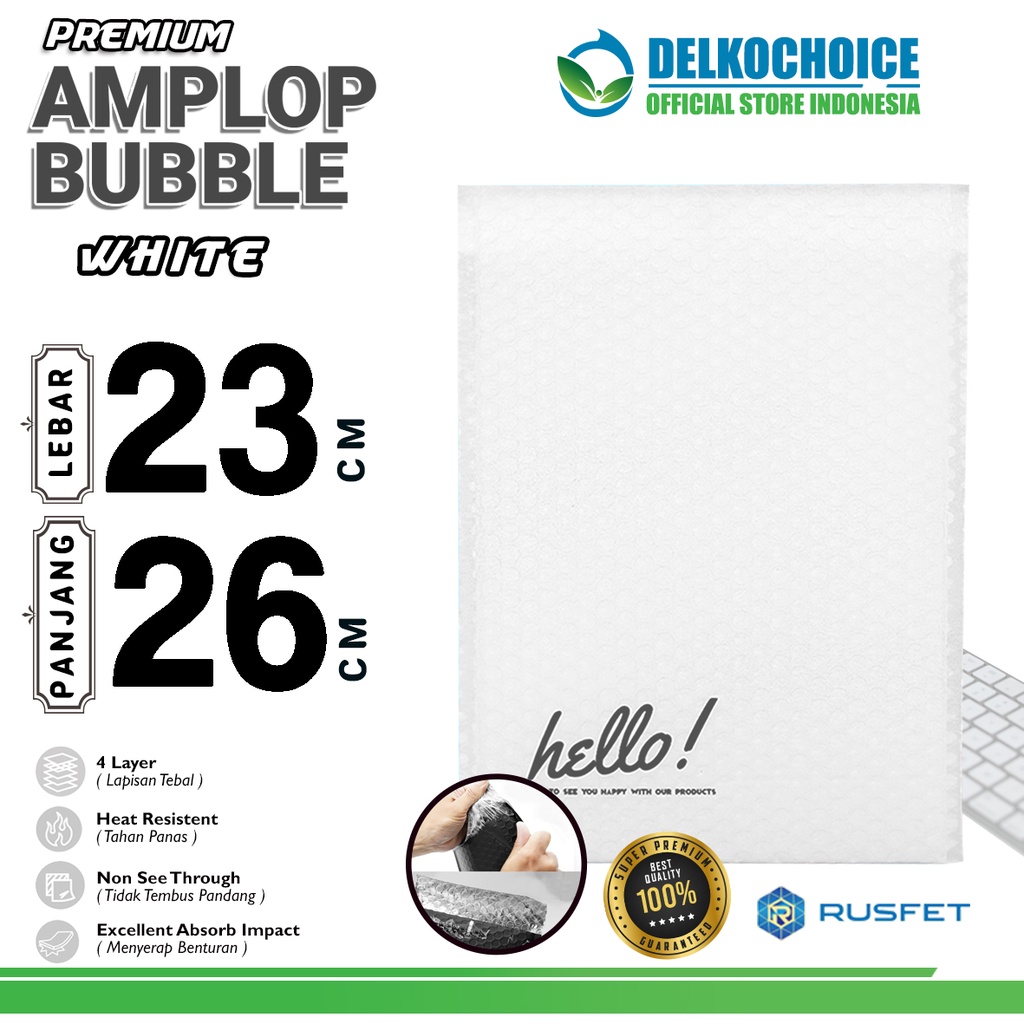 Jual Amplop Bubble Mailer WHITE 23x26cm Bubblewrap PUTIH Packing Online Envelope Rusfet PREMIUM ...