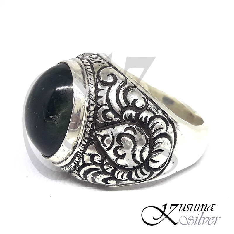 Jual Cincin Ring Perak Silver Bali Ukir Ongkara Akik Batu Asli 925 ...