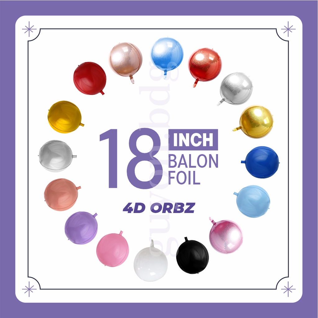 Jual 18 INCH BALON FOIL 4D BOLA - 4D FOIL BALLOON ORBZ - 4D BALON FOIL ...
