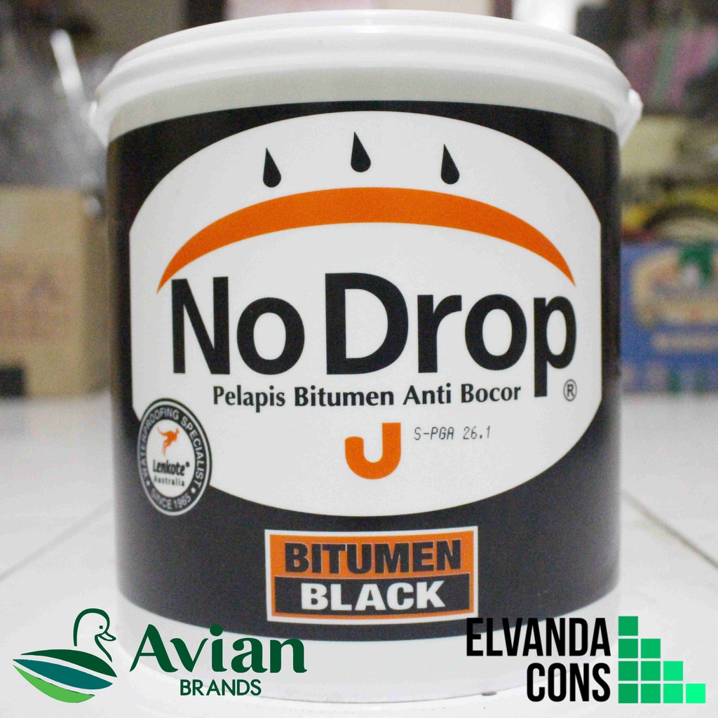 Jual Cat NO DROP BITUMEN BLACK Galon 4 kg Pelapis Anti Bocor Avian Waterproofing | Shopee Indonesia