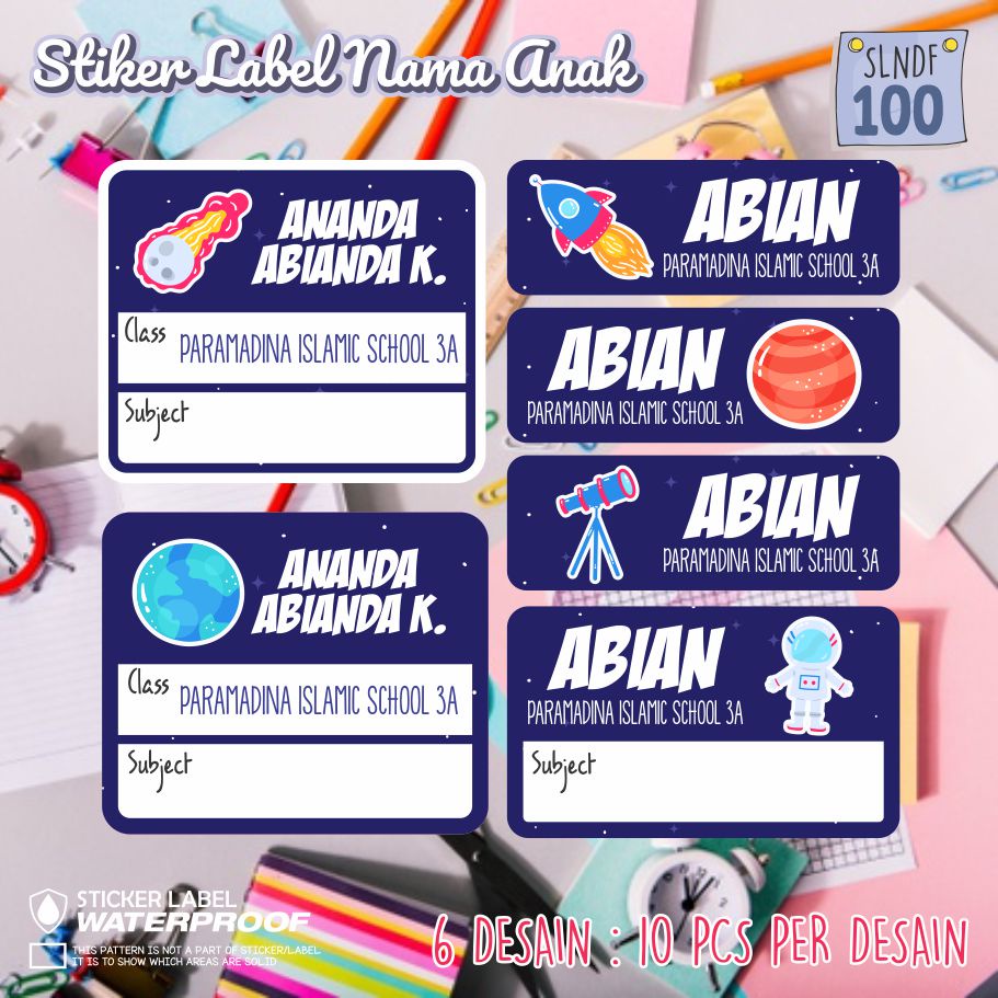 Jual stiker label nama waterproof anak murah sekolah sepatu buku SLNDF ...