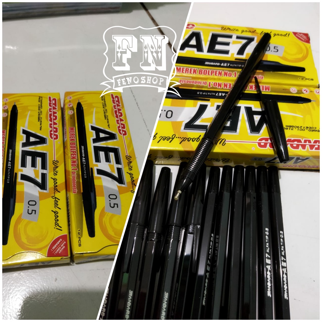 Jual PULPEN / BALLPOINT STANDARD AE-7 / AE7 HITAM | Shopee Indonesia