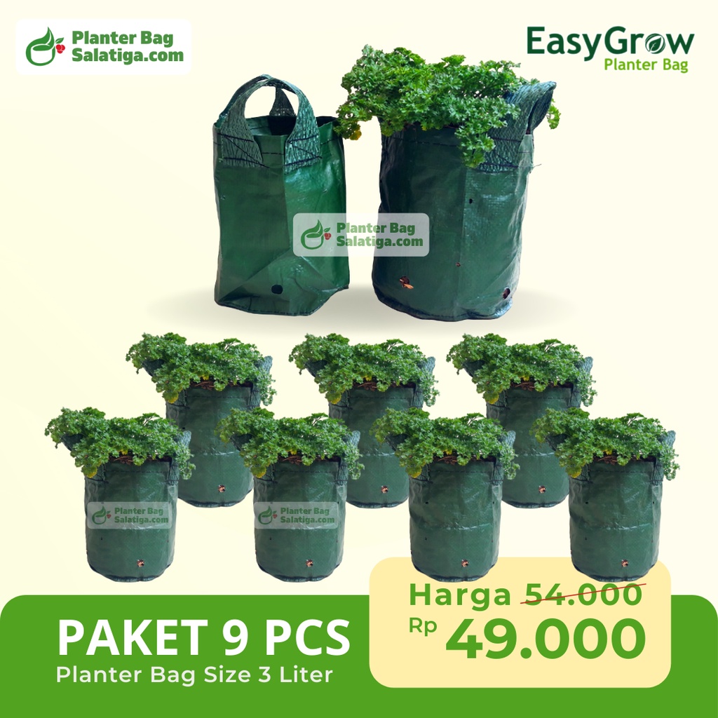 Jual PAKET 9 PCS Planter Bag 3 Liter Easy Grow Pot Tanaman Polybag ...