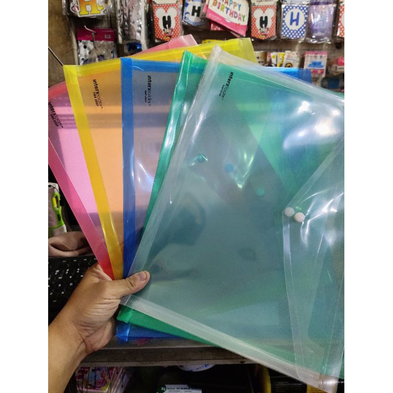 Jual Map plastik KANCING Folio /F4 InterX folder bening warna (1 pcs ...