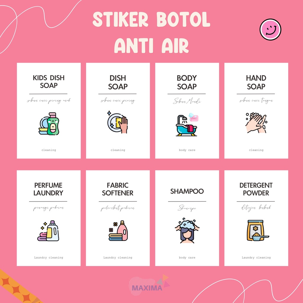 Jual Stiker Label Botol Sabun Deterjen Perlengkapan Kamar Mandi Anti ...