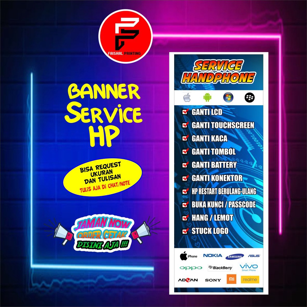 Jual spanduk / banner / backdrop usaha service handphone ukuran 0,6 x 1 ...