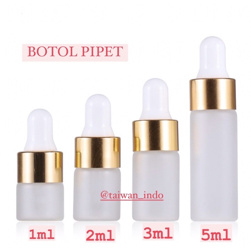 Jual GROSIR BOTOL PIPET Kaca Frosted 1ml 2ml 3ml 5ml Tutup GOLD Bottle ...