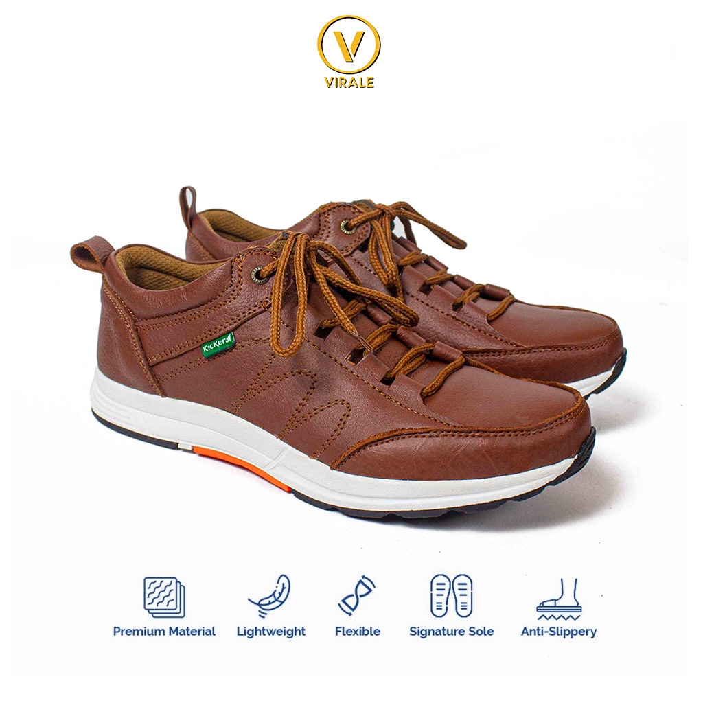 Jual Sepatu Sneakers Pria Kulit Asli Model Casual VEROZA | Shopee Indonesia