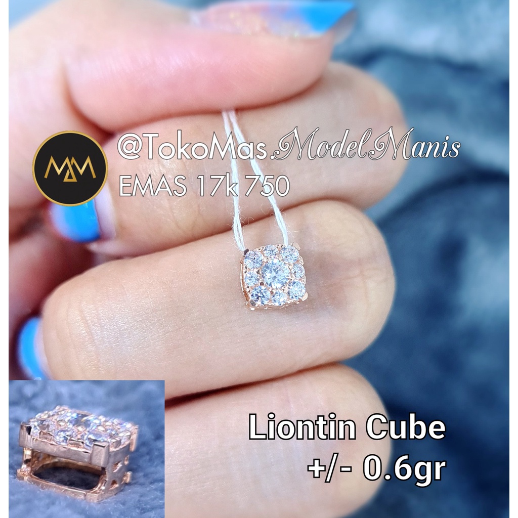 Jual Liontin Mini Cube Diamond Looks emas rosegold 750 kadar 17k ...