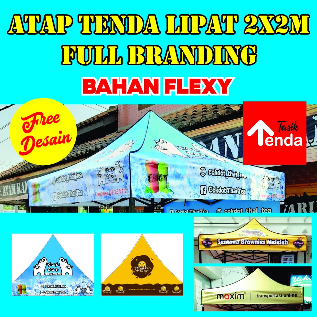 Jual ATAP TENDA LIPAT 2X2 FULL BRANDING GRATIS DESAIN | Shopee Indonesia