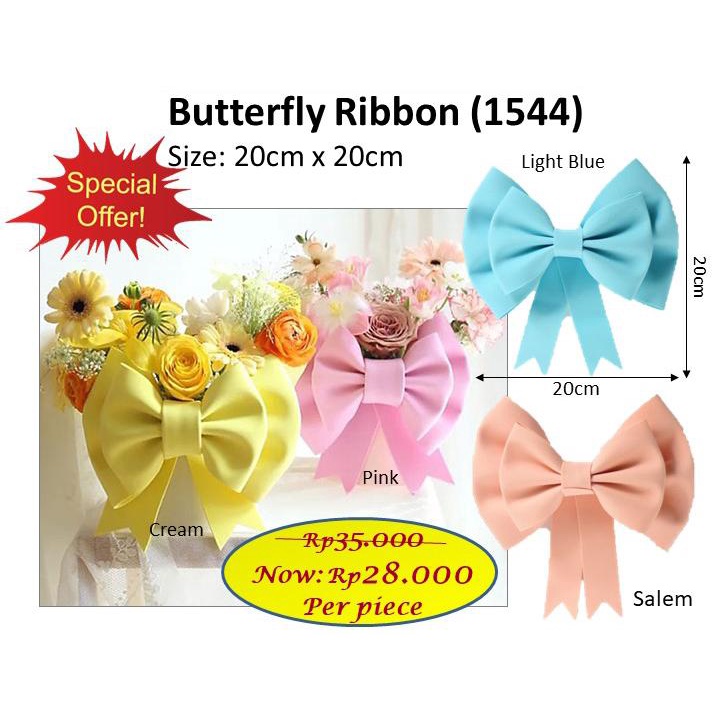 Jual Butterfly ribbon - hiasan bunga - hiasan bloombox - barang florist ...