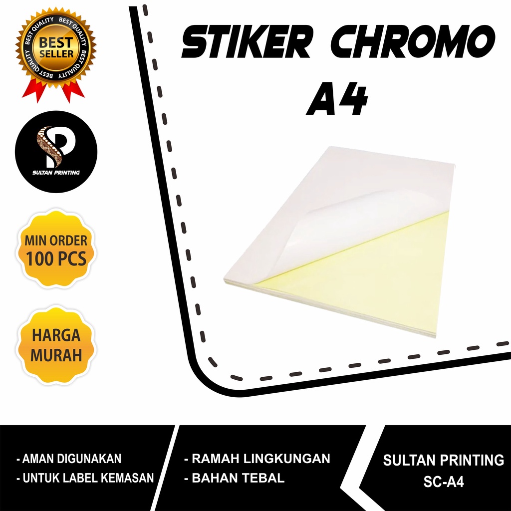 Jual Sticker Chromo Polos / Label Stiker Glossy Ukuran A4 | Shopee ...