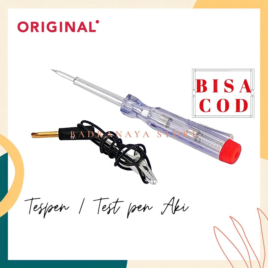 Jual Tespen Aki DC Testpen Tes Pen Tegangan DC 6 - 24 Volt Mobil Motor ...