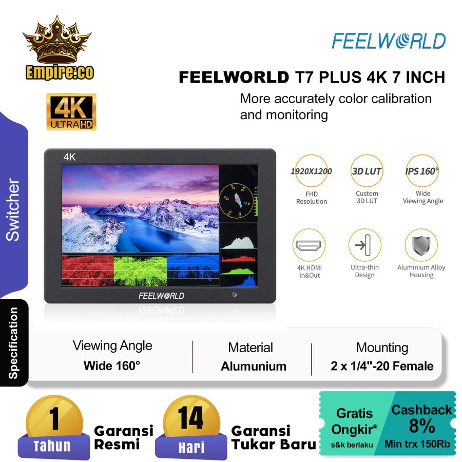 Jual FeelWorld T7 Plus 7" IPS On-Camera Monitor with 3D | Shopee Indonesia