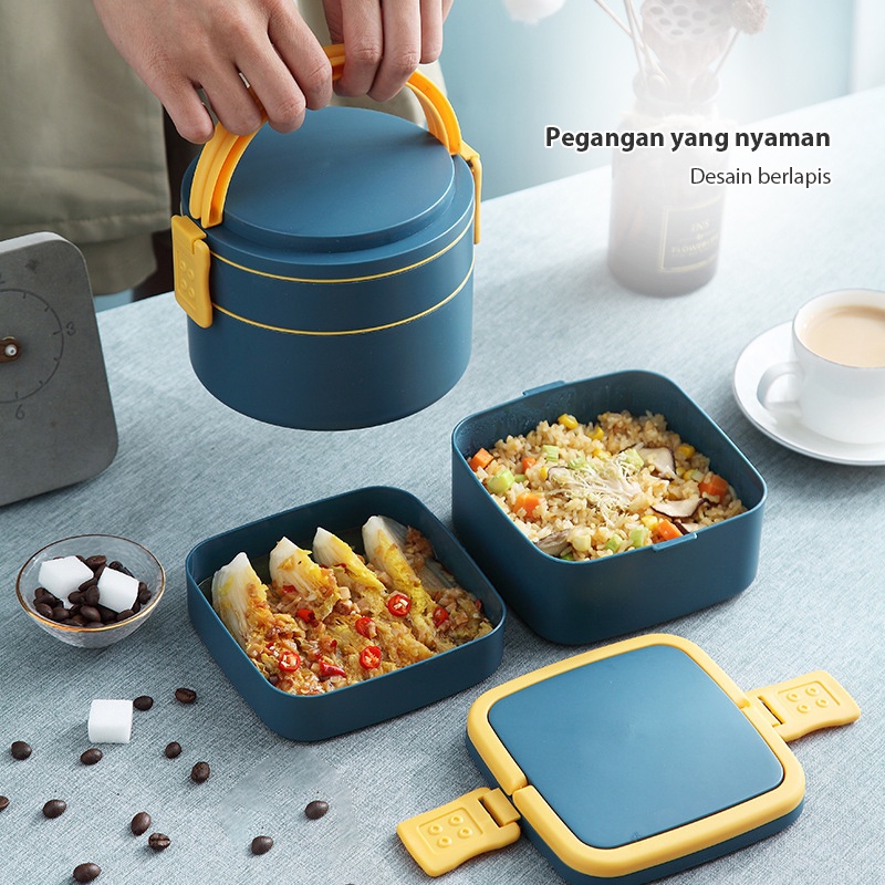 Jual 2 Layer Tempat Makan Lunch Box Polos Lucu Elegan Tempat Bekel ...