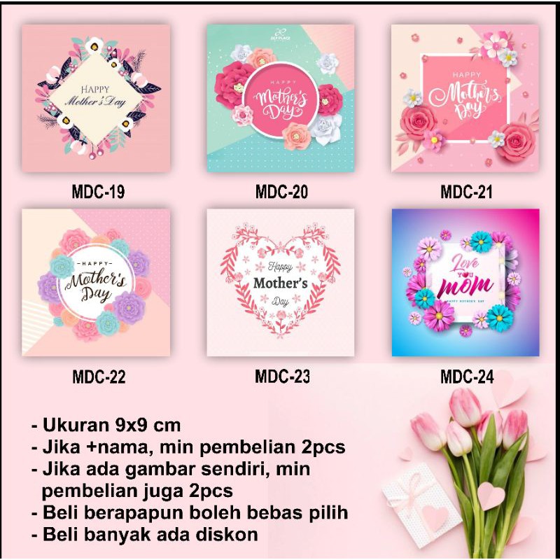 Jual Stiker / Kartu Ucapan Hari Ibu Happy Mother's Day custom nama ...