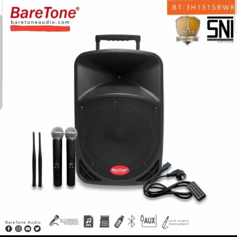 Jual Speaker Portable Wireless Baretone BT 3H1515BWR ( 15 inch ...