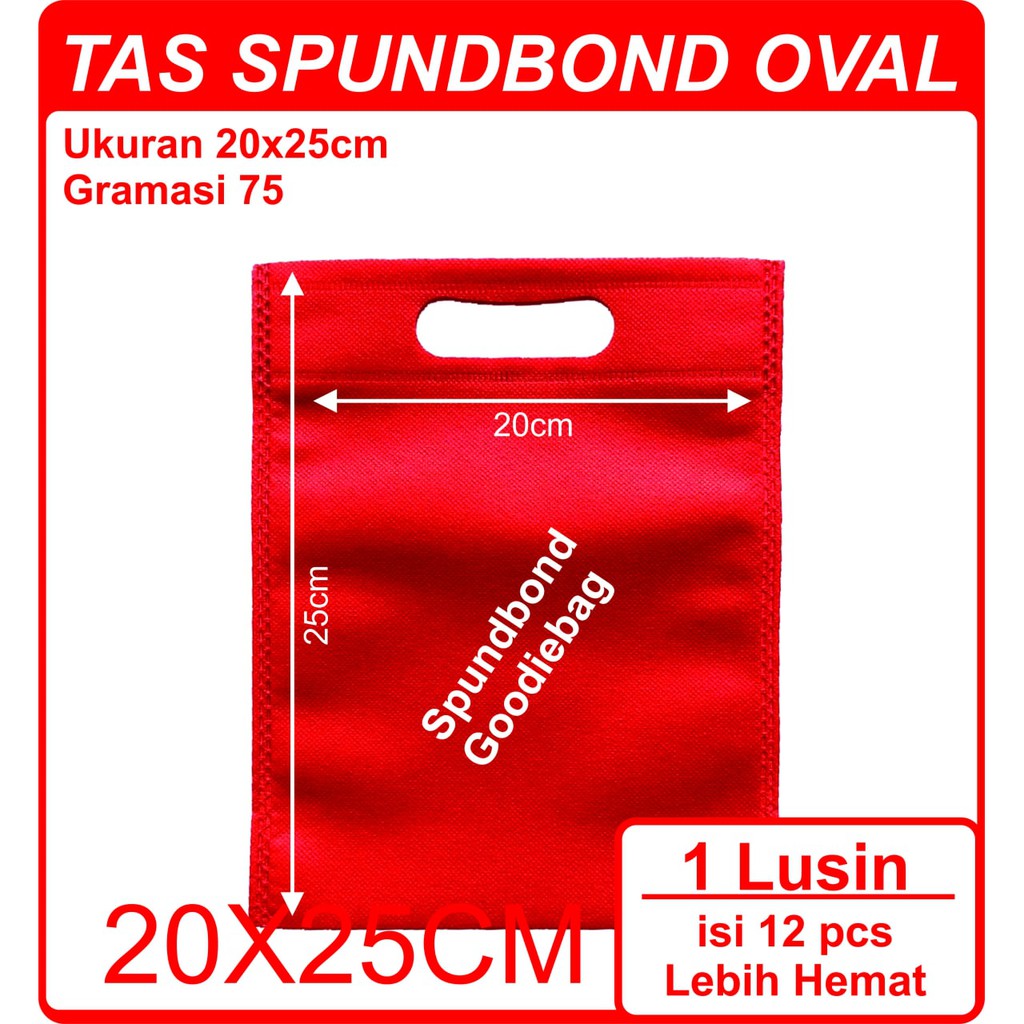 Jual Kodi Goodie Bag Spunbond Oval Warna Merah 20cm x 25cm / Tas ...
