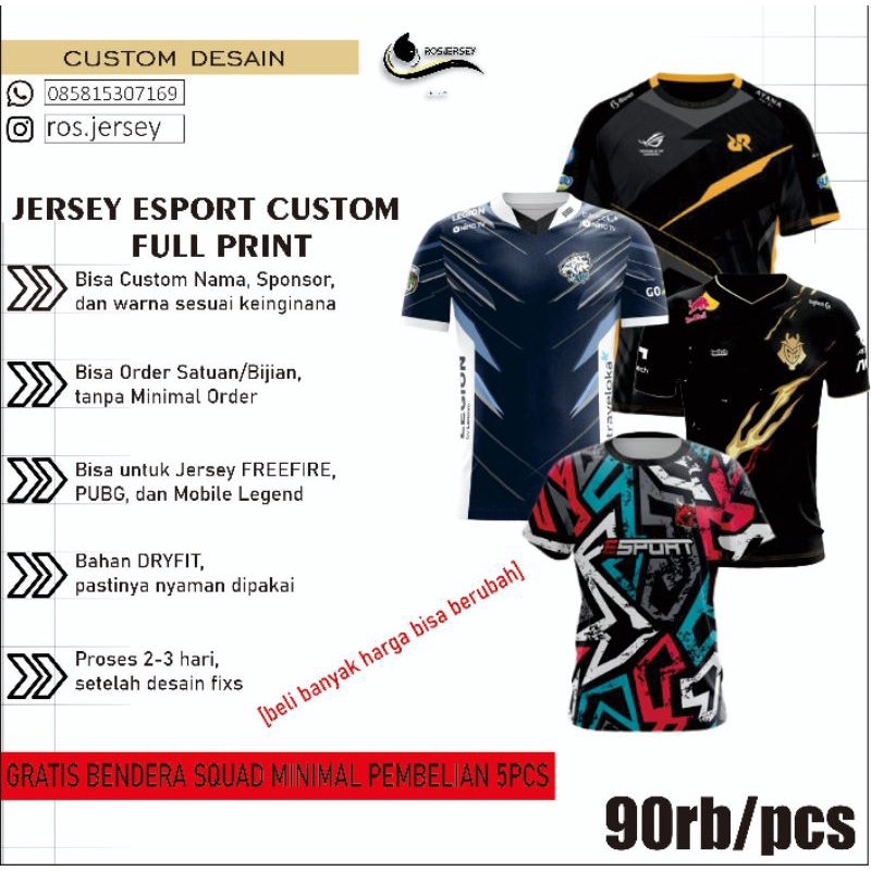 Jual Jersey baju gaming esport custom (gratis pakai desain sendiri ...