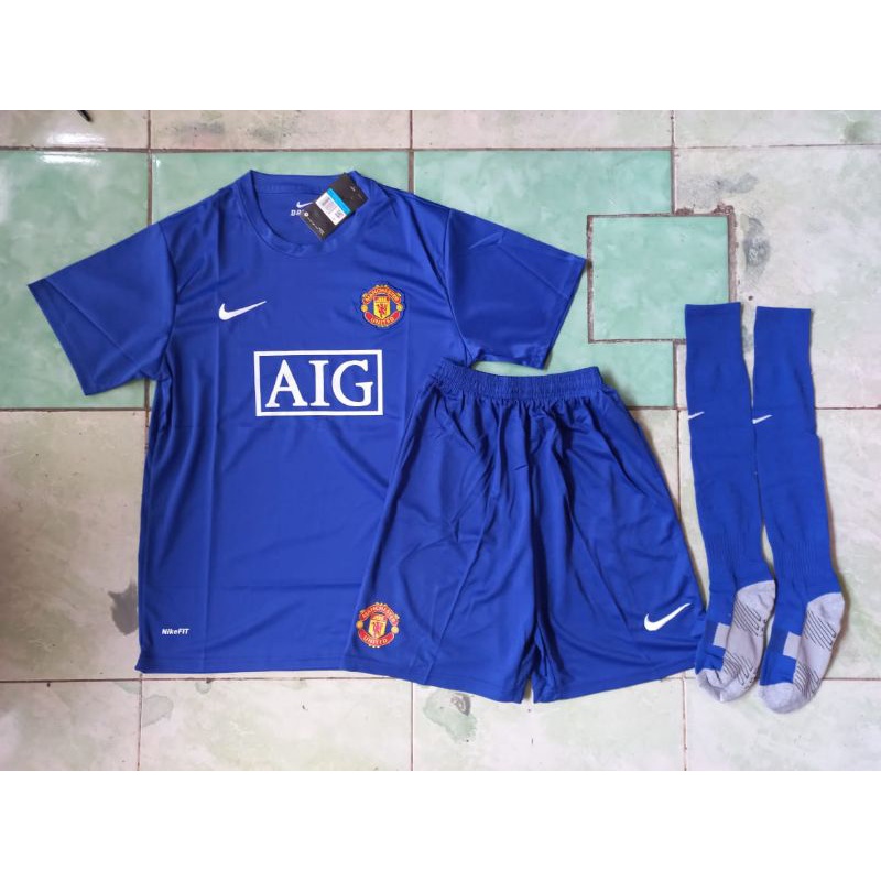 Jual IMPORT Jersey RETRO MU Manchester United Away 3rd Biru 2008/2009 ...