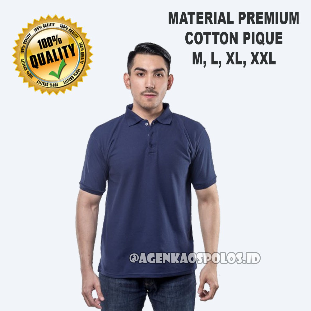 Jual Kaos Polo Shirt Polos PREMIUM Biru Navy / Kaos Kerah Pria Wanita Cotton Pique | Shopee ...