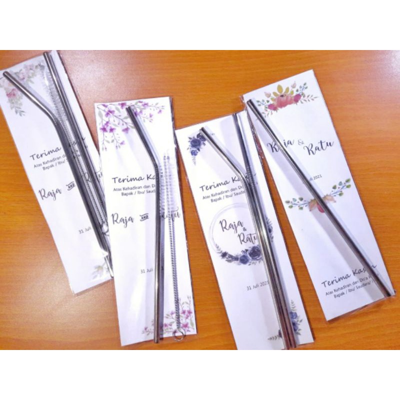 Jual Souvenir Set Sedotan Stainless Straw Besi Anti Karat | Shopee ...