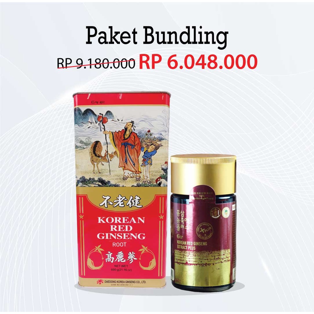 Jual Paket Bundling Korea Red Ginseng Root Can600g + KRG Extract Plus ...